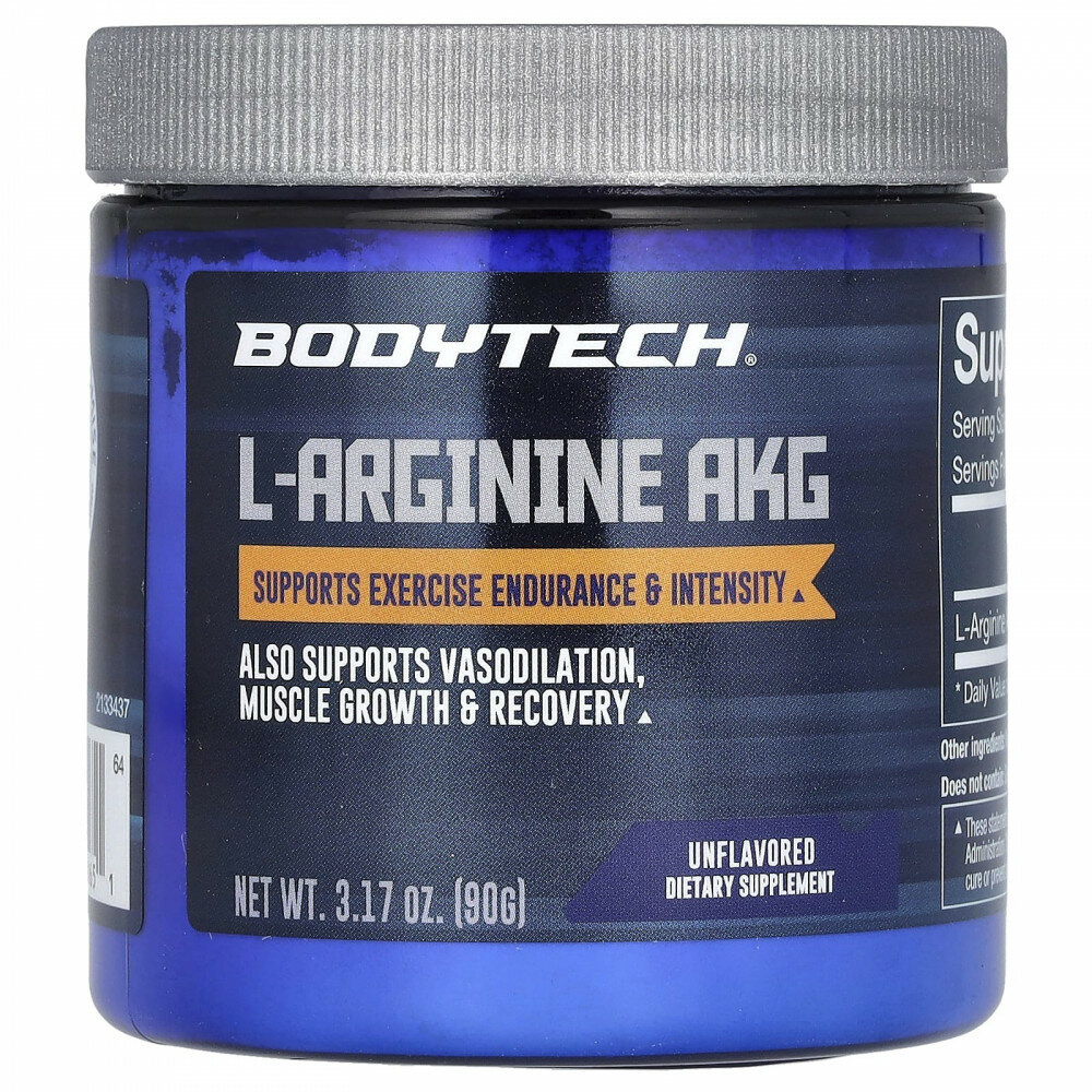 BodyTech, L-аргинин AKG, без добавок, 90 г (3,17 унции)