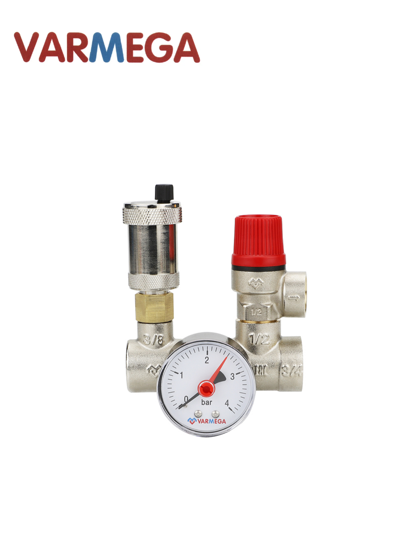 Группа безопасности котла Varmega VM16201, 1", никелированная латунь
