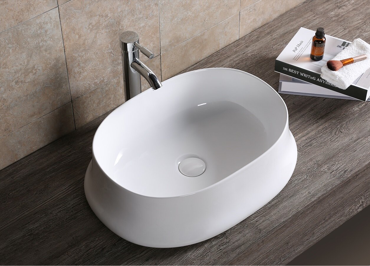 Раковина накладная Ceruttispa CR0060 овальная, глубокая, белая, 58х43х16 см