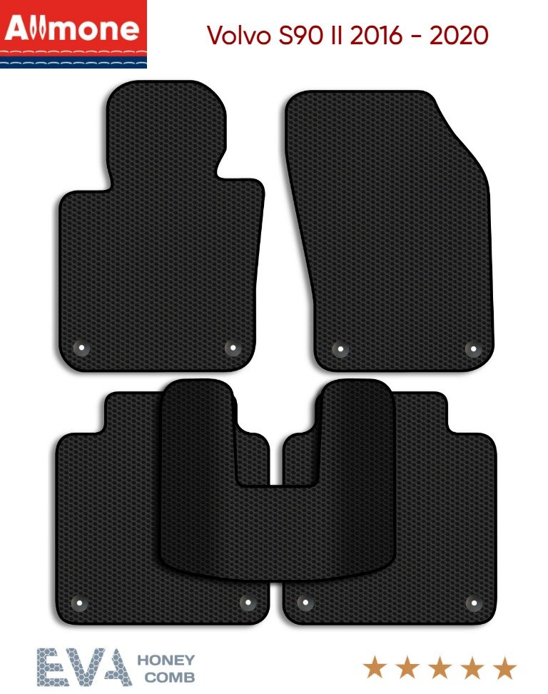 Eva сота коврики автомобильные для Volvo S90 2 (Long) 2016 - 2020, черные, эва, 5шт / Вольво