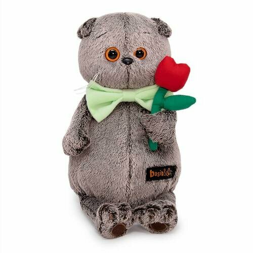 Budi Basa Мягкая Игрушка Кот Басик с тюльпаном (19см, в подарочной коробке) Ks19-230