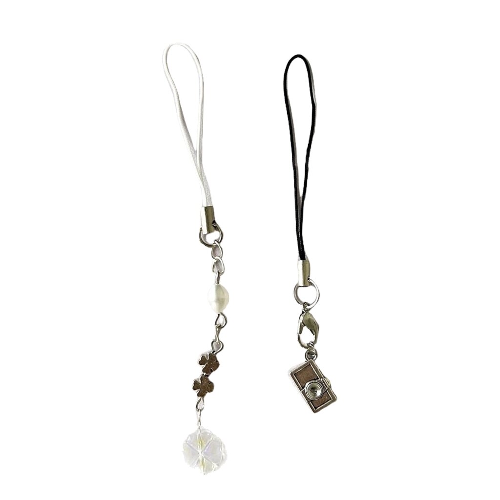 Набор из 2 ремешков для телефона с четырьмя листьями, цепочка с бусинами в виде четырех листьев, модный шнурок для ключей, современный кулон для сумки, подарок для любителей моды.