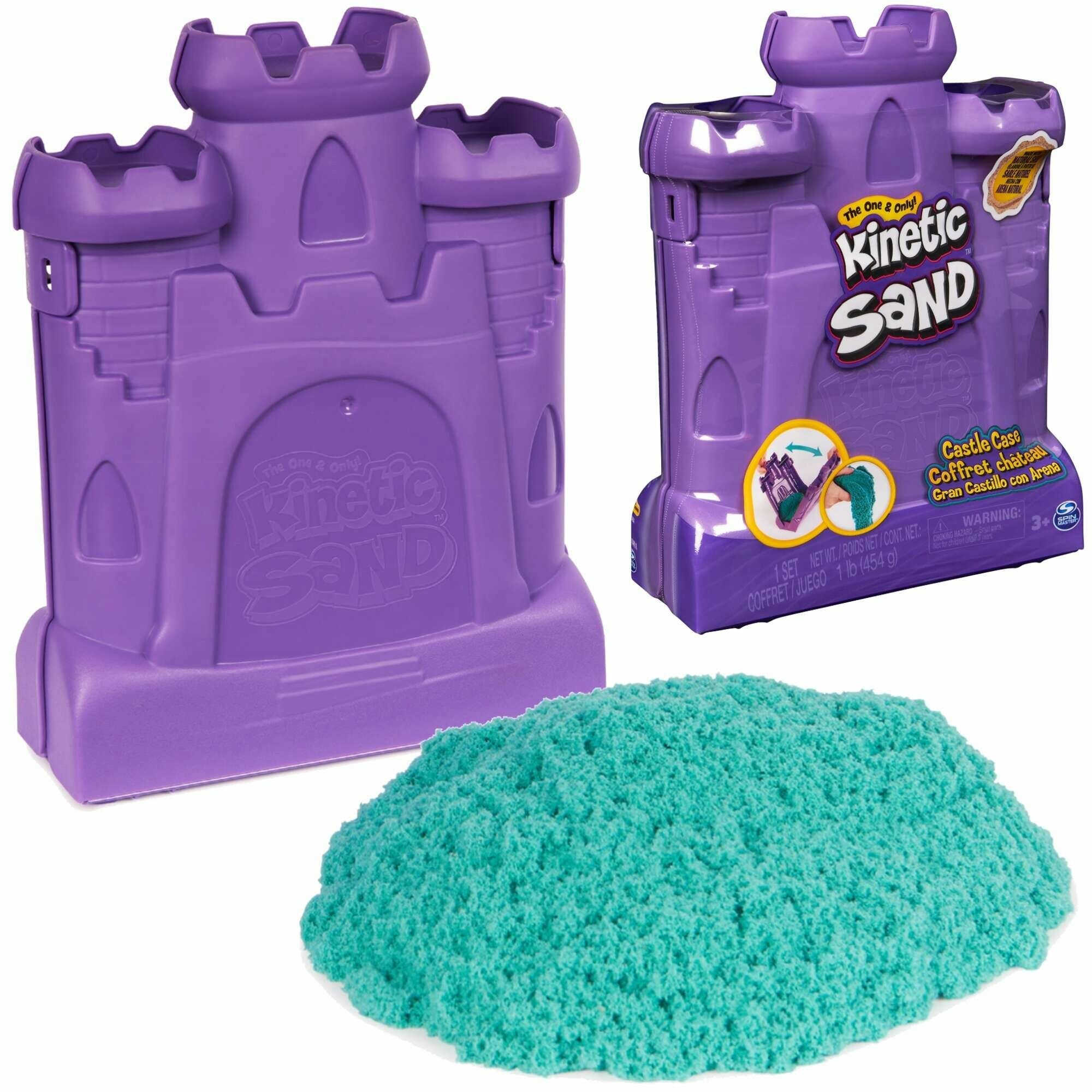 Кинетический песок Kinetic Sand - Игровой набор песка (бирюзовый) с формочкой в виде замка, 454г. - Спин мастер 6068384