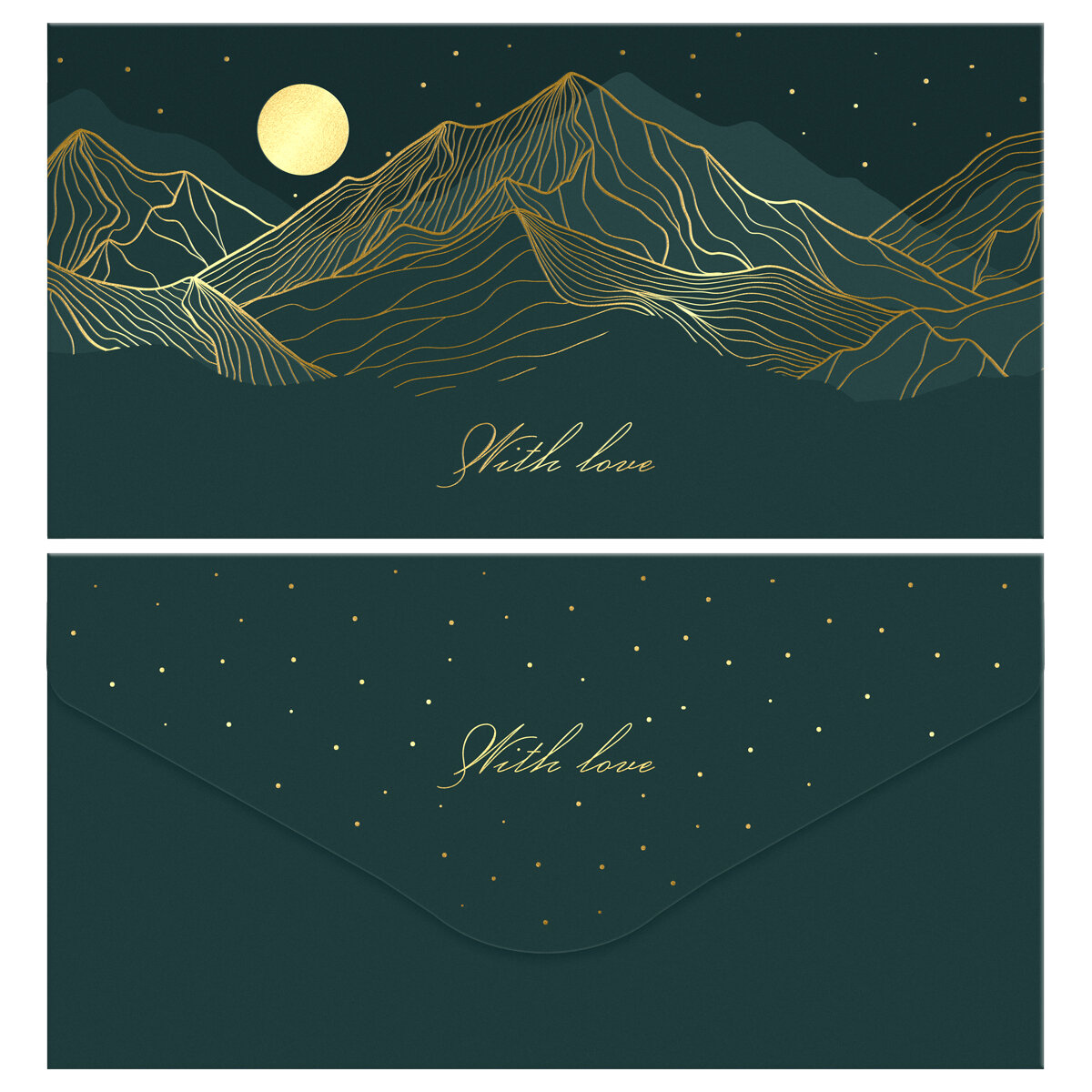 Комплект 20 шт, Конверт для денег MESHU "Mountains" 85*164мм, матовая ламинация, фольга