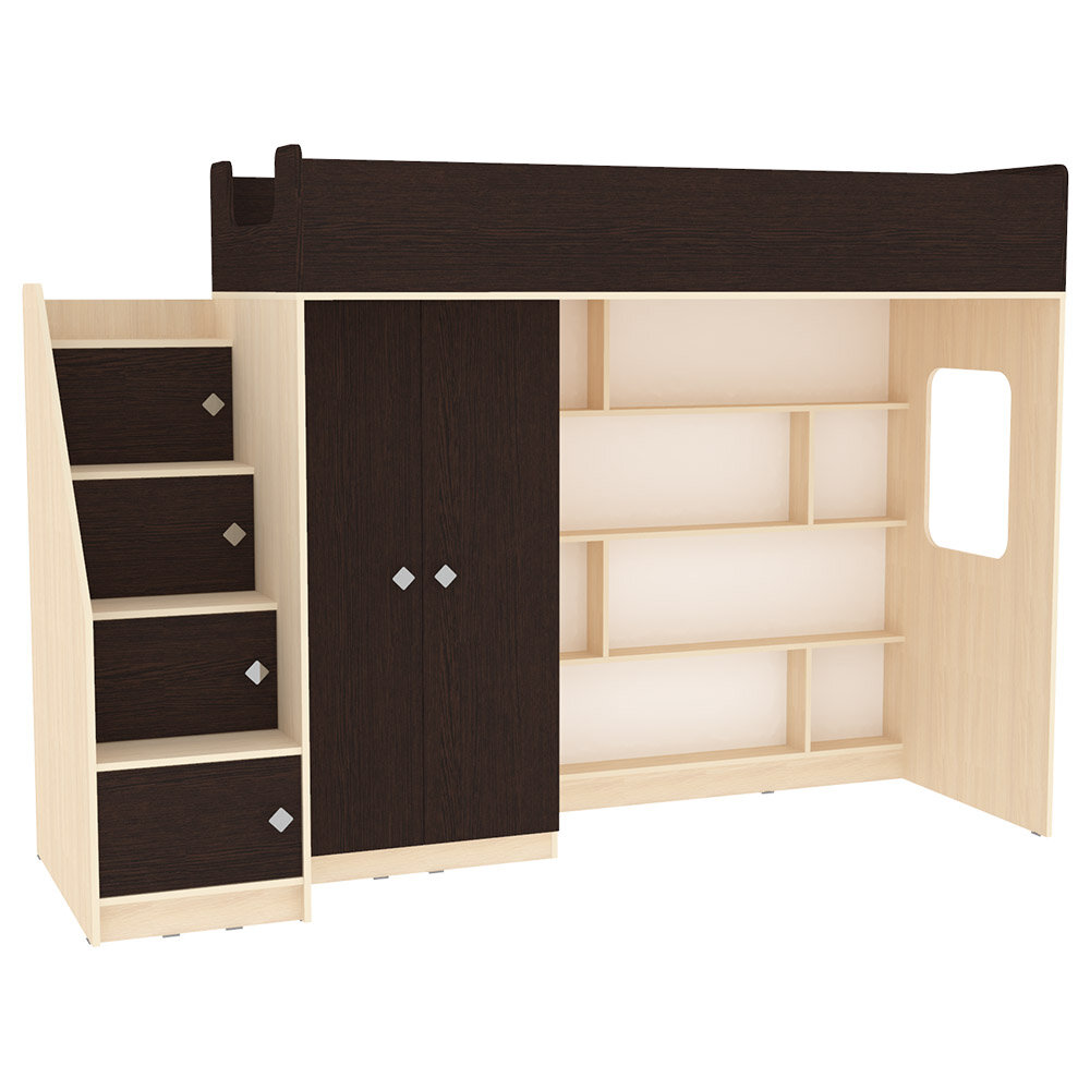 Кровать чердак Л-А602.3 80х190 Дуб Молочный Венге