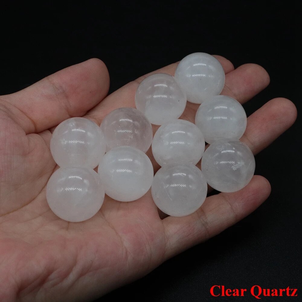 Розовый кварц сфера для бижутерии Белый, 5 pcs, Clear Quartz