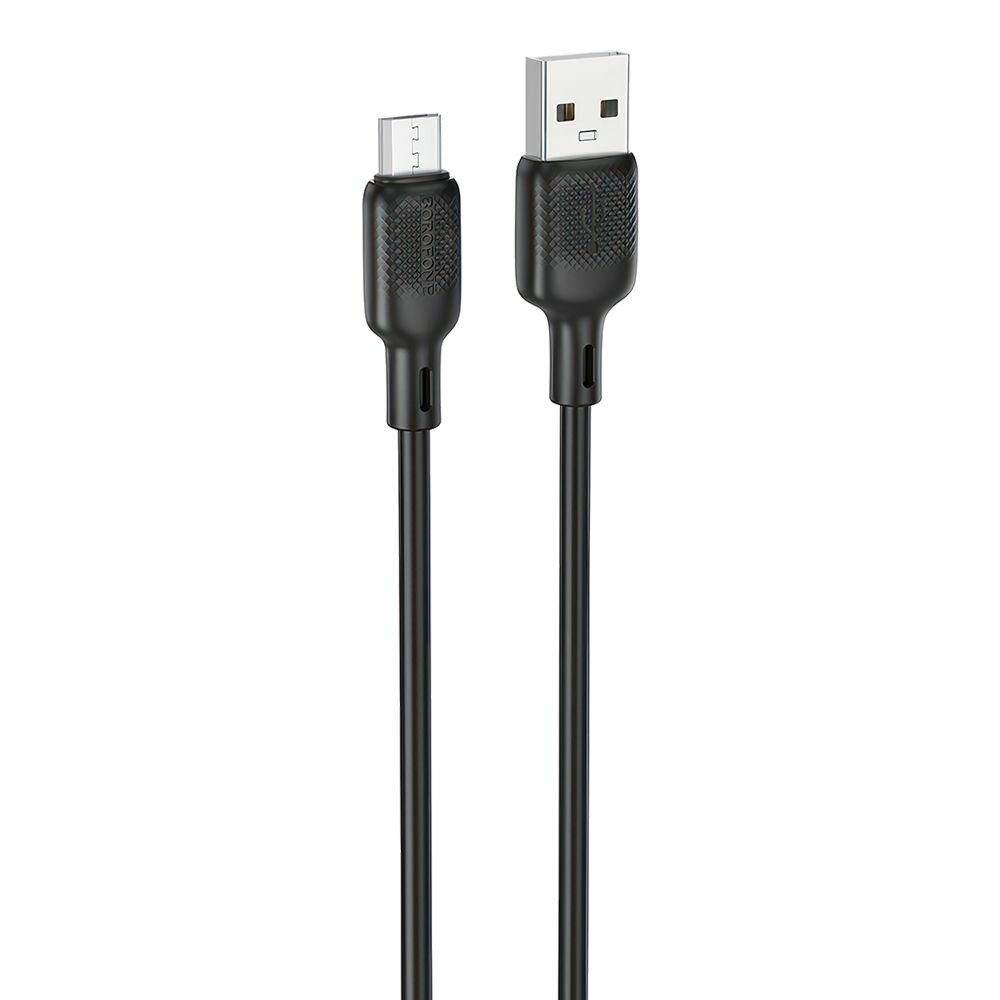 USB кабель BOROFONE BX113 Lenny MicroUSB, 2.4А, 1м, силикон (черный)