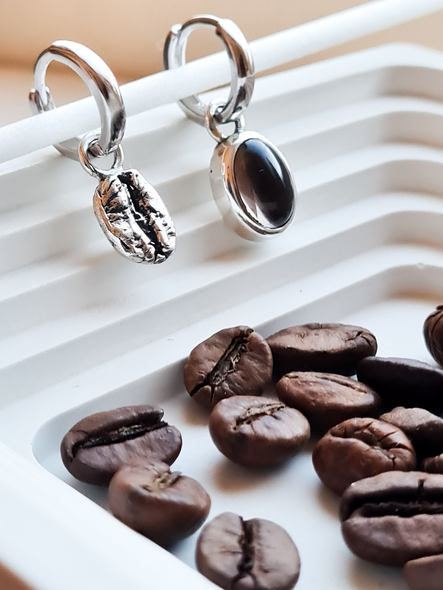 Серьги трансформеры, серебро, 925 проба, раухтопаз