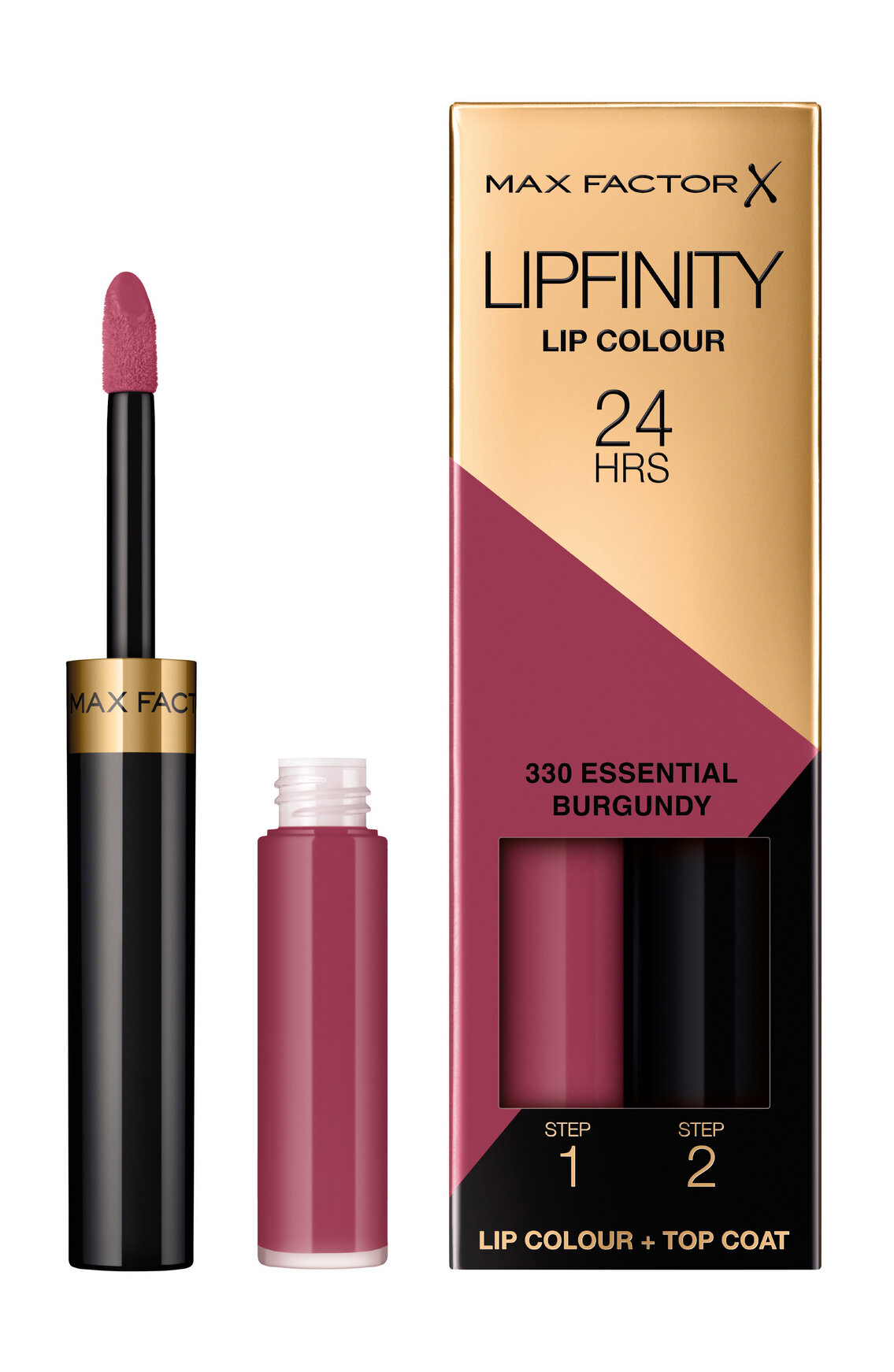 MAX FACTOR Lipfinity Губная помада стойкая 2,3 мл + Блеск для губ 1,9 мл, 330 Essential Burgundy