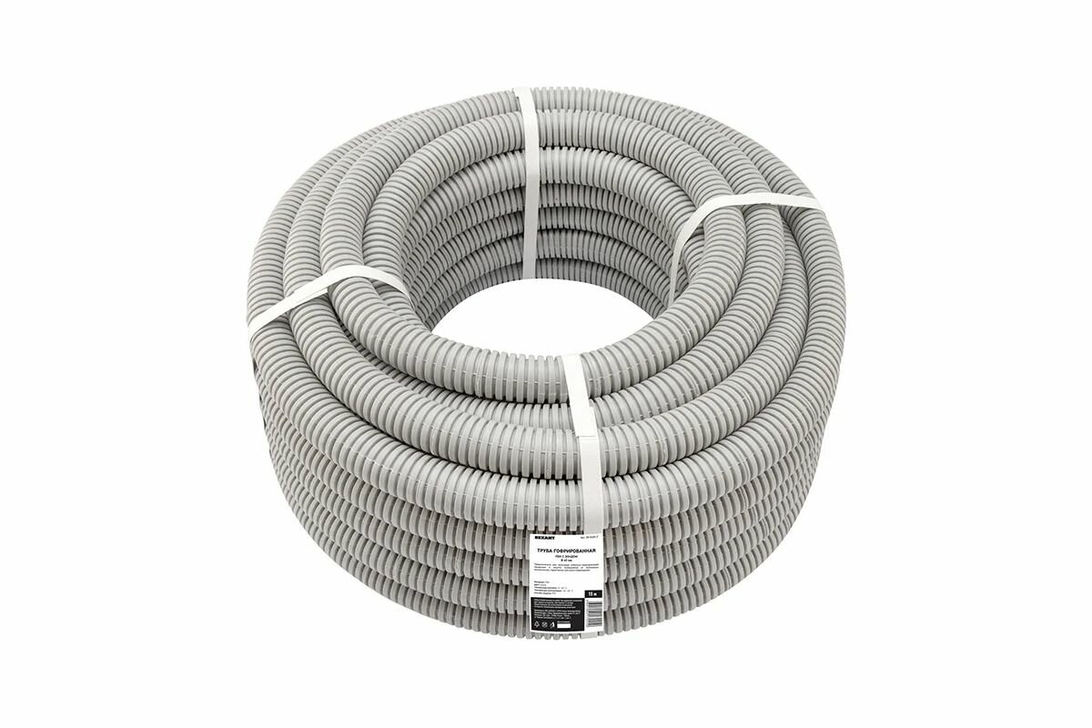 Гофрированная труба из ПВХ REXANT с зондом d 40 мм серая 15 м 28-0400-2