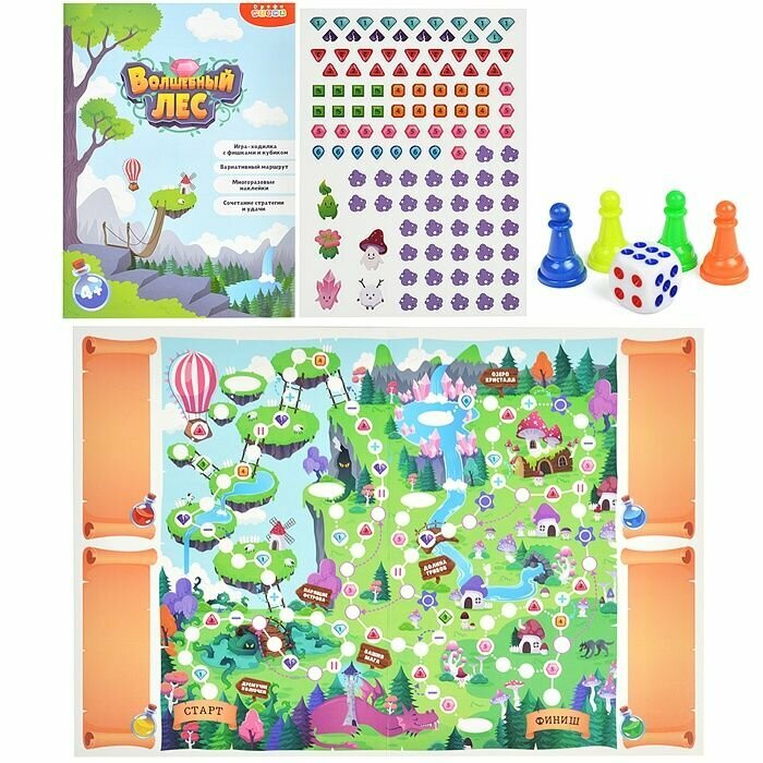 Настольная игра-бродилка Дрофа "Волшебный лес", фишки, кубик