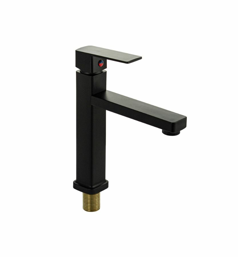 Кран на одну воду, квадратный корпус, металлокерамика, из высокопрочного АБС пластика, цвет черный.