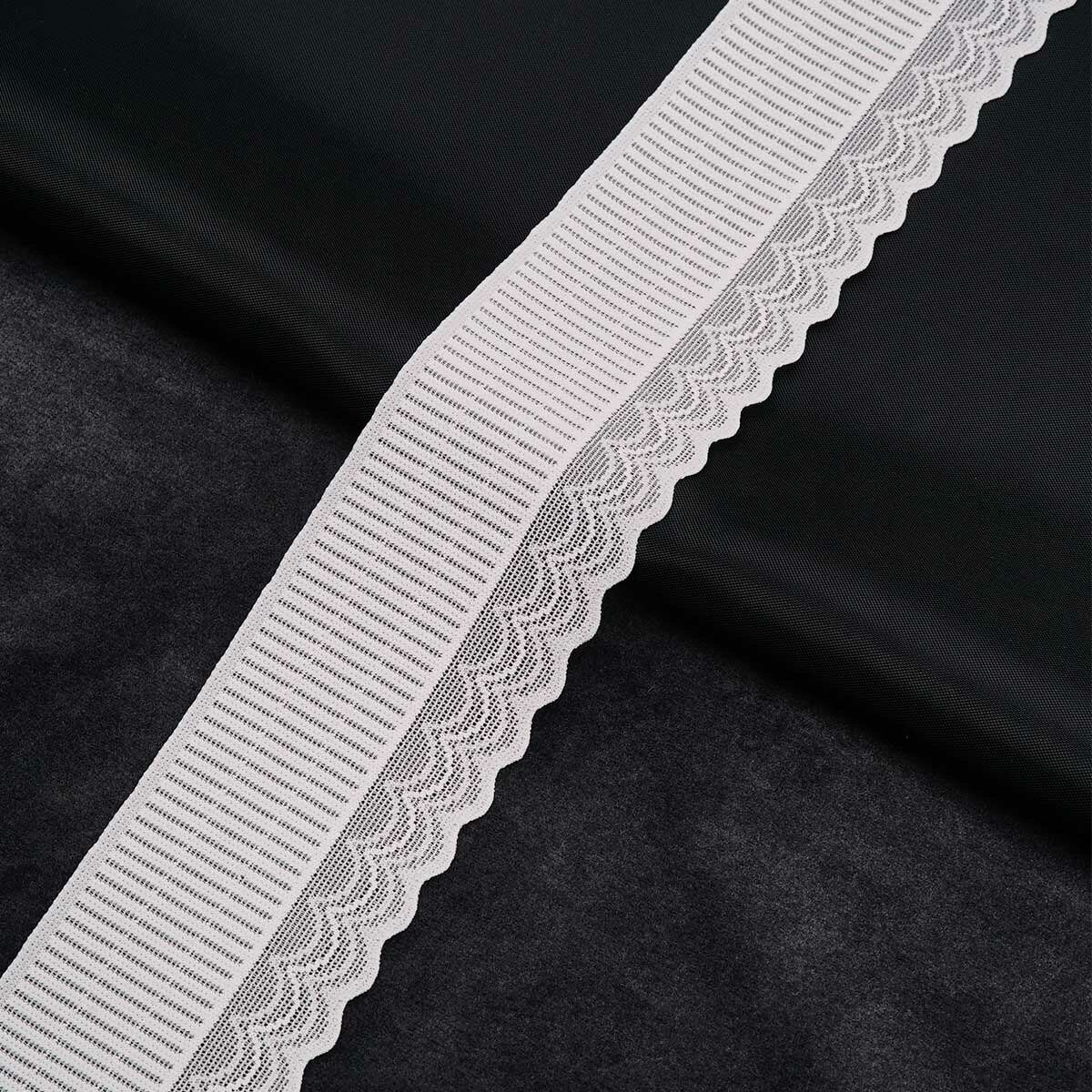 Кружево эластичное узкое 4 см × 13,72 м, белое, для творчества и рукоделия, Айрис