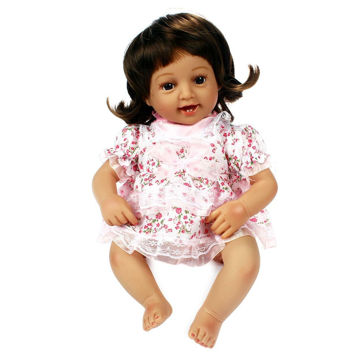 Кукла классическая 43см с подвижными руками и ножками, в платье, с памперсом и соской