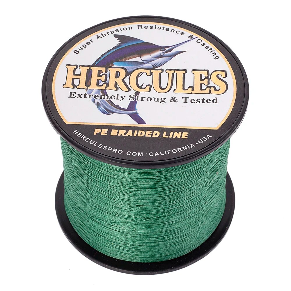 Hercules рыболовная леска плетеная, 0.12mm-10LB, зеленая, 150м