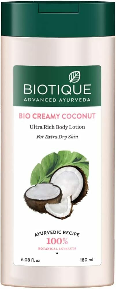 Лосьон для тела сливочный кокос глубоко питающий, для очень сухой кожи, Биотик CREAMY COCONUT, Deep Nourish Body Lotion, Biotique 180 мл.