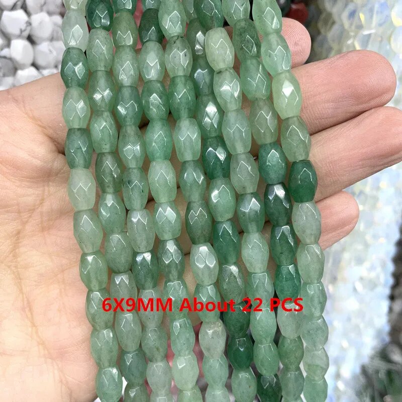Зеленый авантюрин, граненые бусины SYSRXLR Изумрудный, 6X9MM About 22 PCS