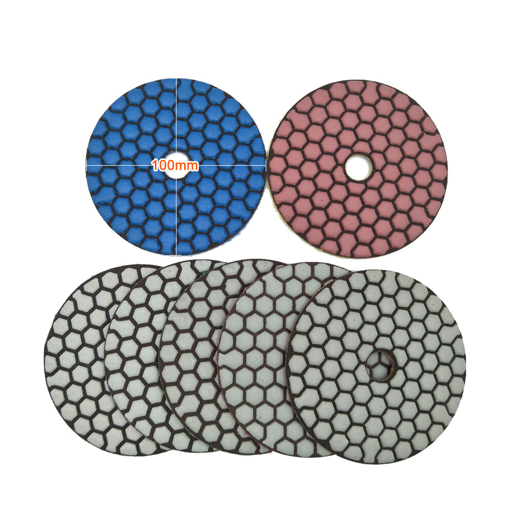7шт 4-дюймовый набор влажных и сухих алмазных полировальных дисков для гранита, бетона, мрамора