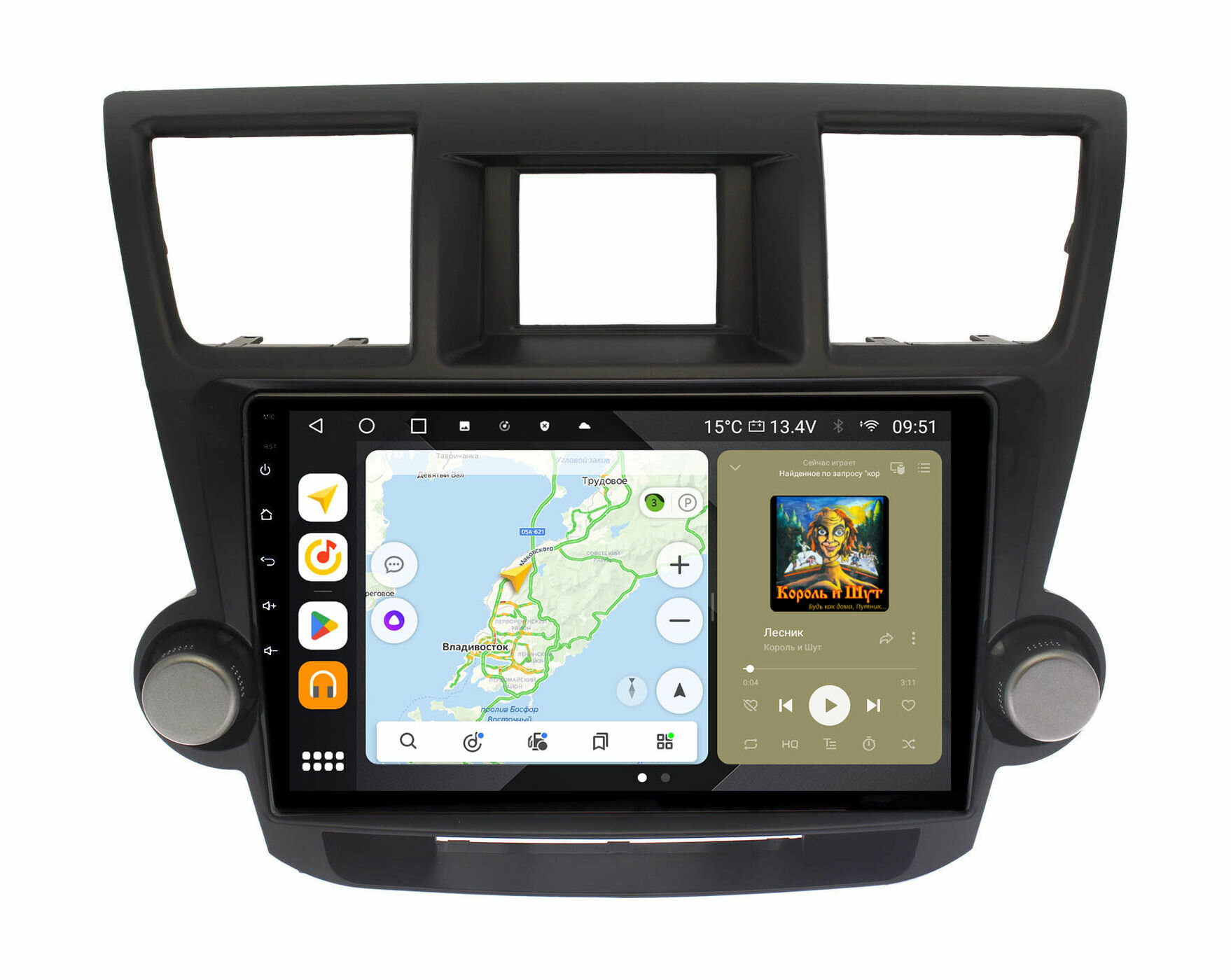 Магнитола Toyota Highlander 2007 - 2013 энкодер, для авто с усилителем тип 2 / 10 дюймов, 4/64GB, 8 ядер, DSP, 4G, Android 10 / Wide Media