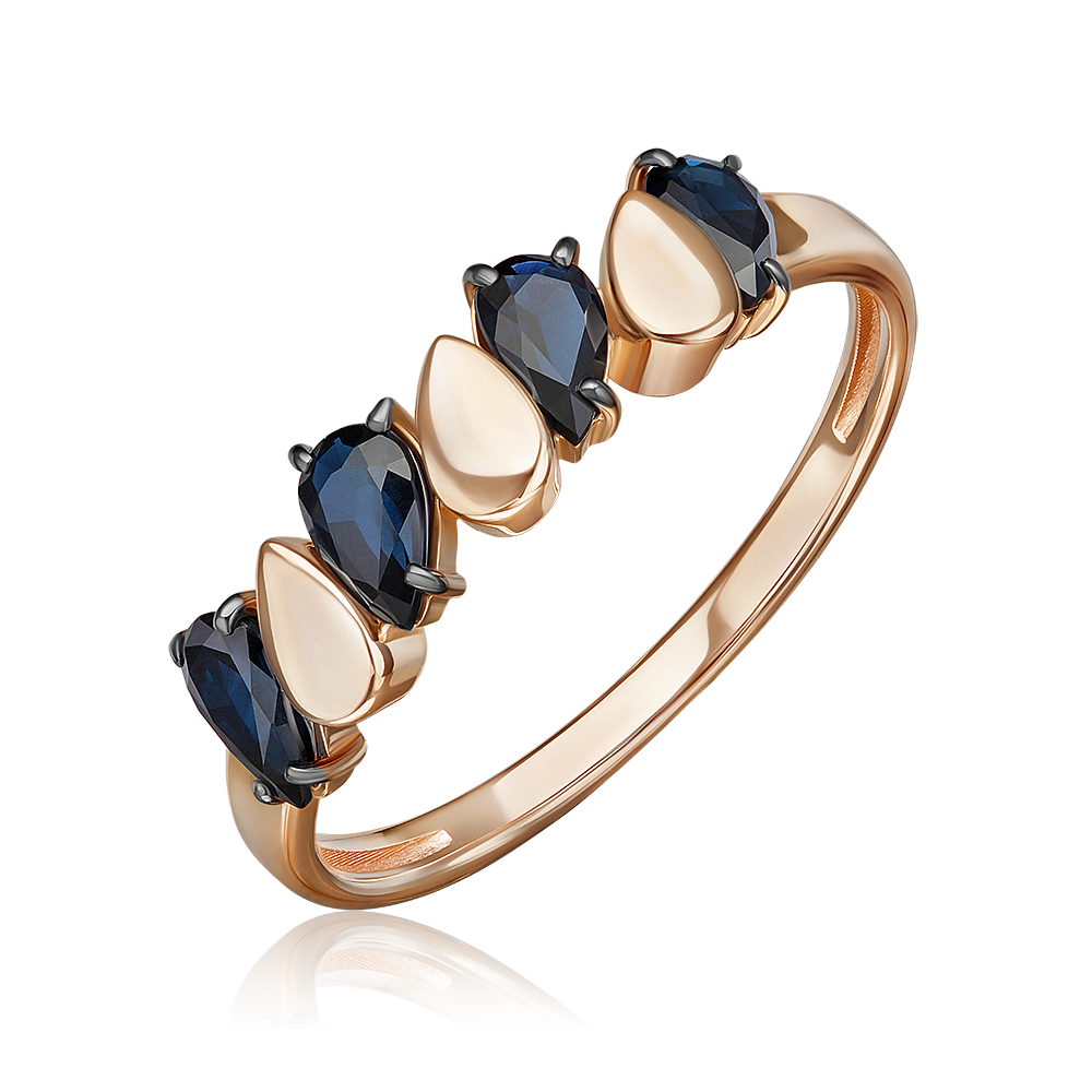 Кольцо, красное золото, 585 проба, сапфир