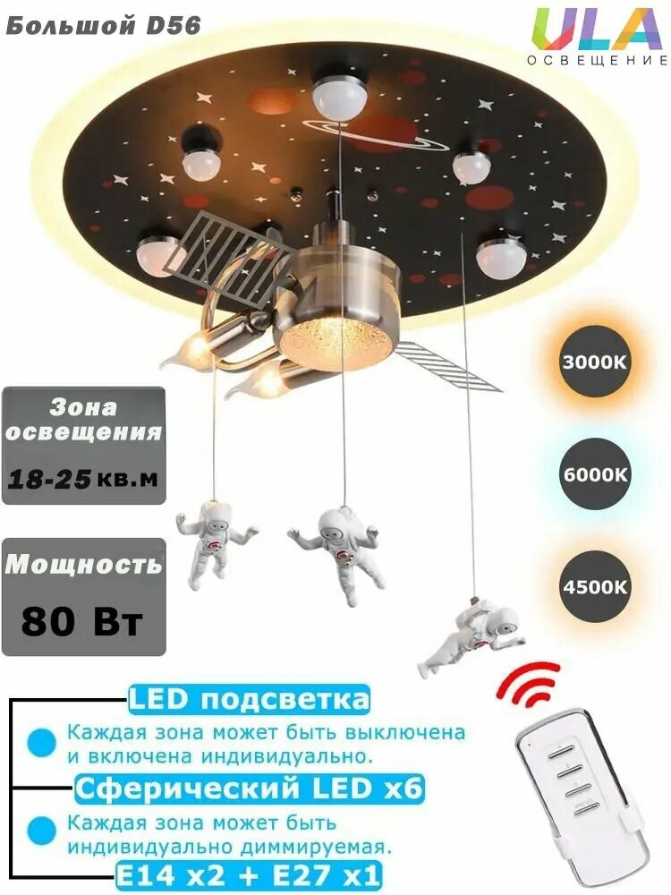 Освещение Ula Потолочный светильник, LED, 80 Вт