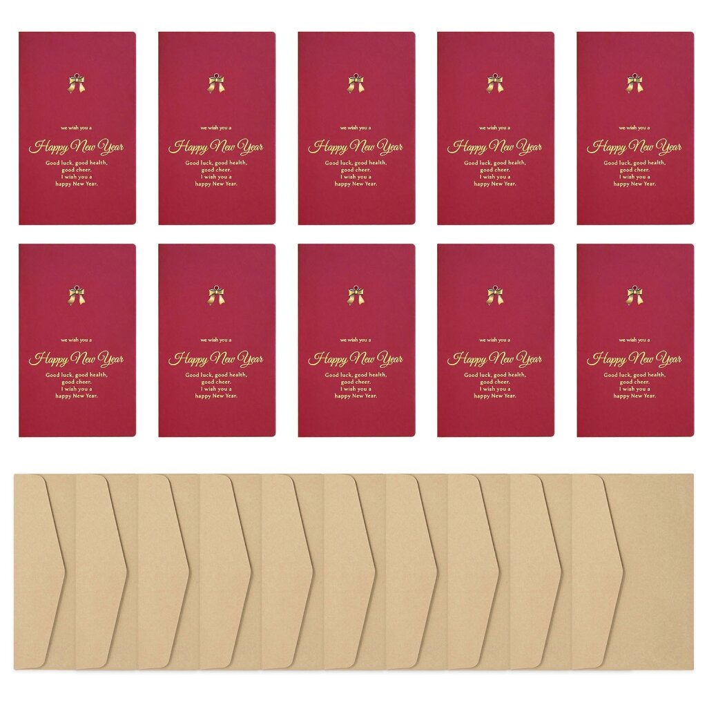 1 упаковка из 10 открыток с Новым годом, 2025, мультяшный Год змеи, новогодняя открытка с бантом