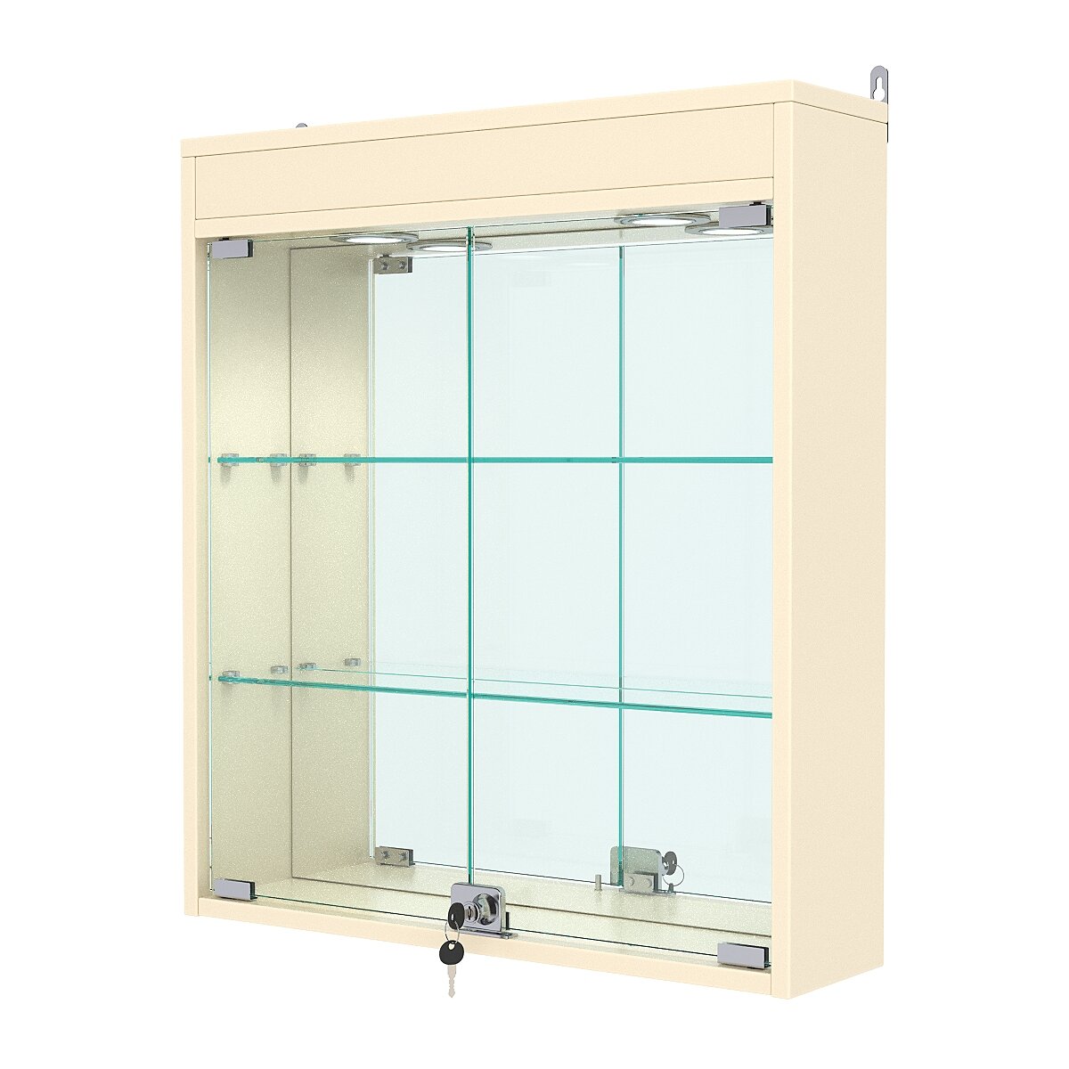 Витрина настенная №1-4А с зеркалом и подсветкой, Крем Вайс. Производитель товара - компания Westcom.