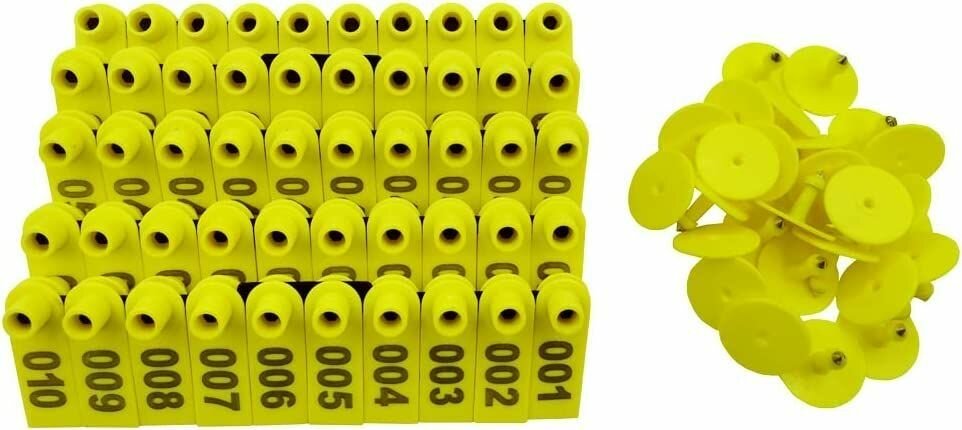 100PCS 001-100 пластиковые бирки для ушей домашнего скота / бирки для сельскохозяйственных животных