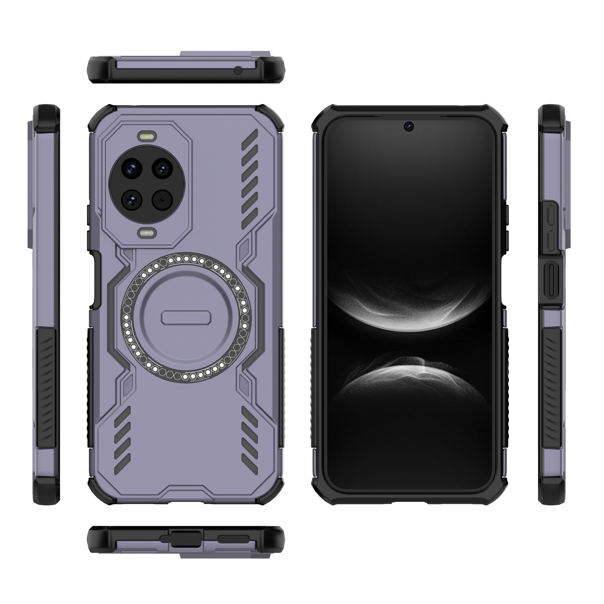 Подходит для Huawei Nova 14 / Хуавей Нова 14 Чехол для смартфона поддержкой зарядки Magsafe, Нова 14, подставка, soft touch, матовая поверхность,360° Полная защита, резина, пластик, силикон, защита камеры
