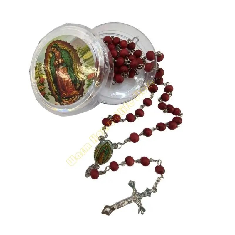 Деревянные четки Розарий с распятием Burgundy