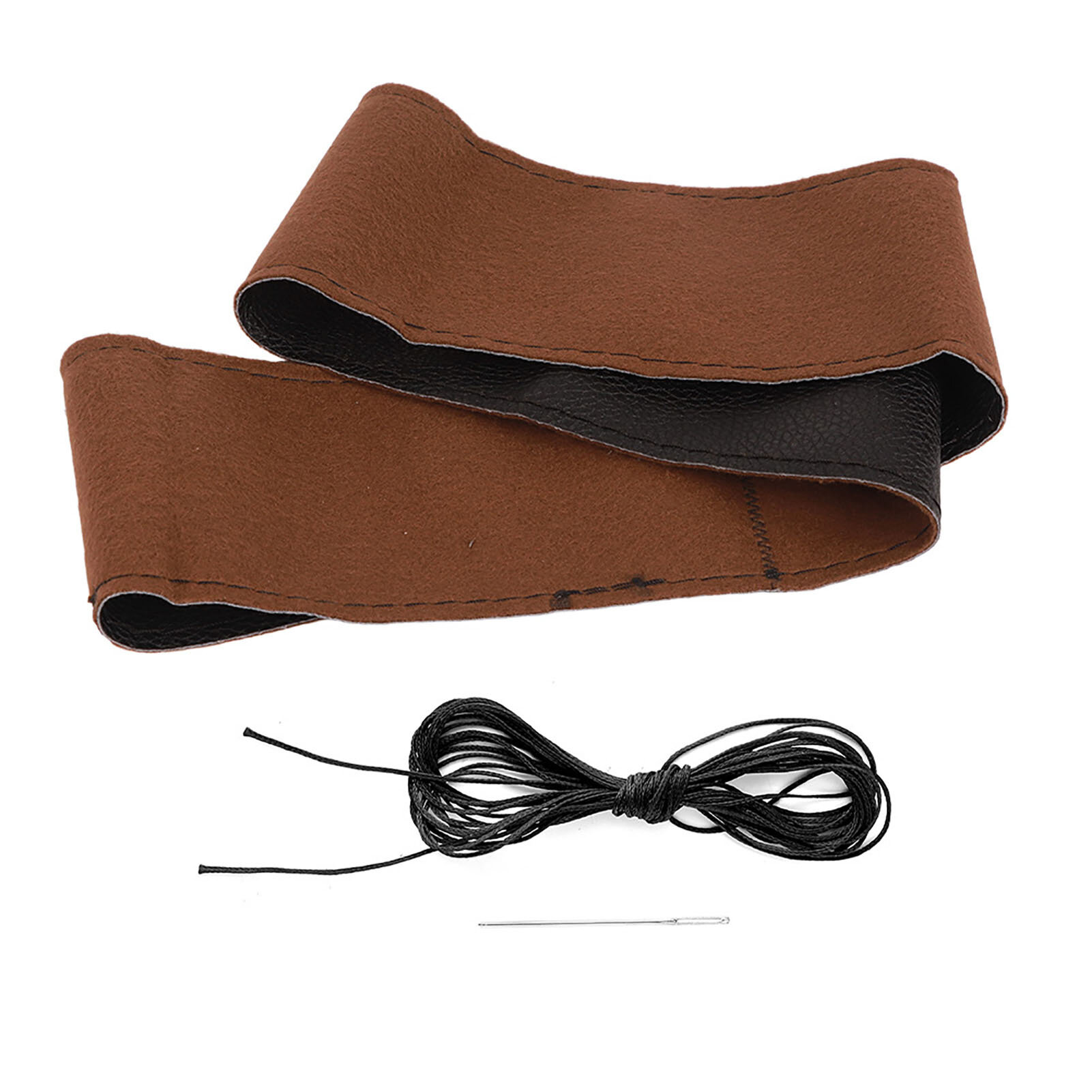 Чехол на руль из искусственной кожи с зернистой текстурой «слоновая кожа», для самостоятельного шитья иглой и нитками, аксессуар для салона автомобиля, черный.