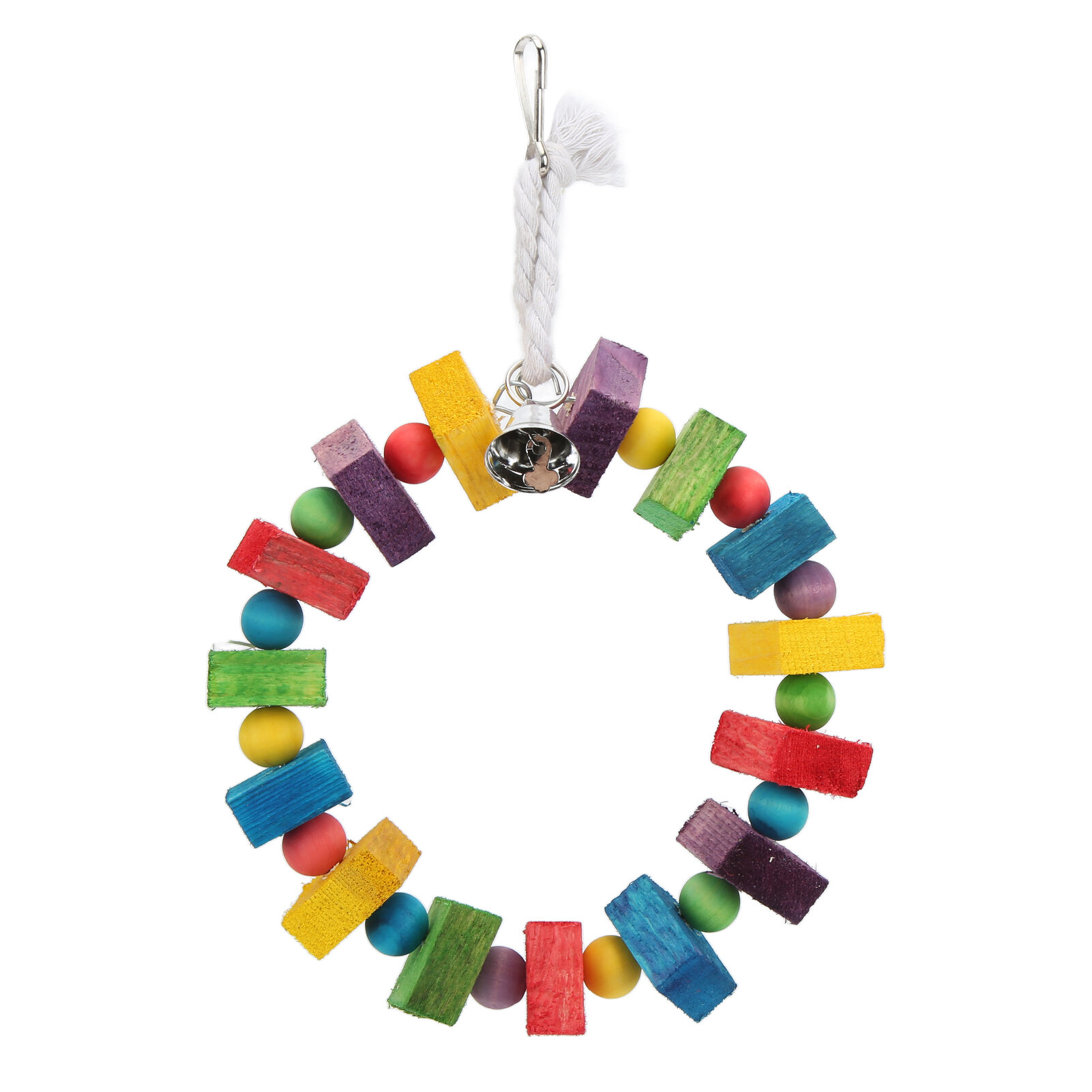 Деревянное подвесное кольцо для попугаев, красочный деревянный блок, жердочка для птиц с металлическим крючком.