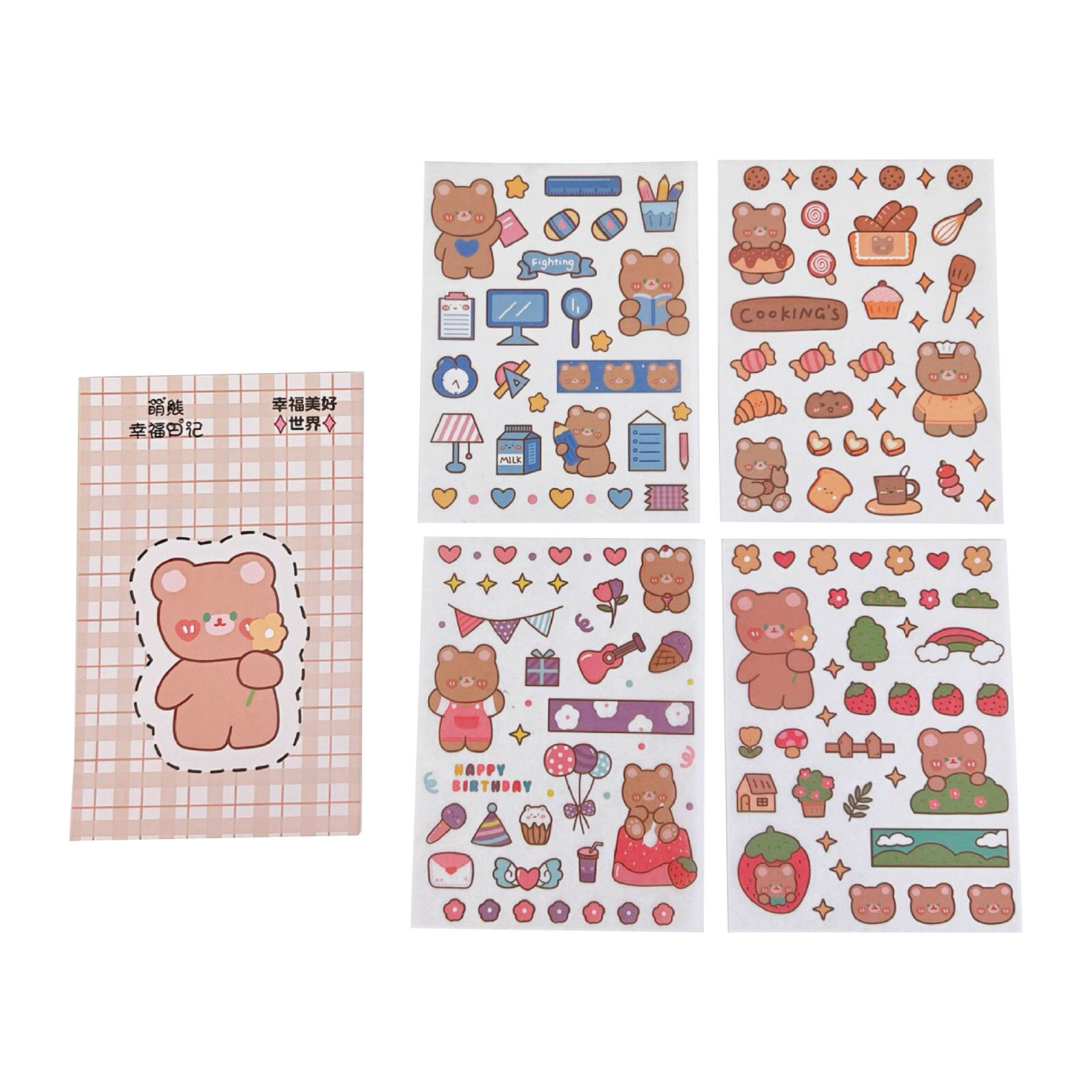 Набор из 4 наклеек с мультяшным рисунком для самостоятельного изготовления, милые декоративные наклейки для ноутбука, фоторамки, блокнота.