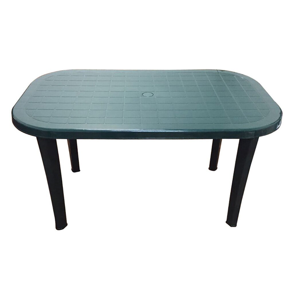 Стол пластиковый овальный 136х82х74см, темно-зеленый, сборно-разборный, для дачи