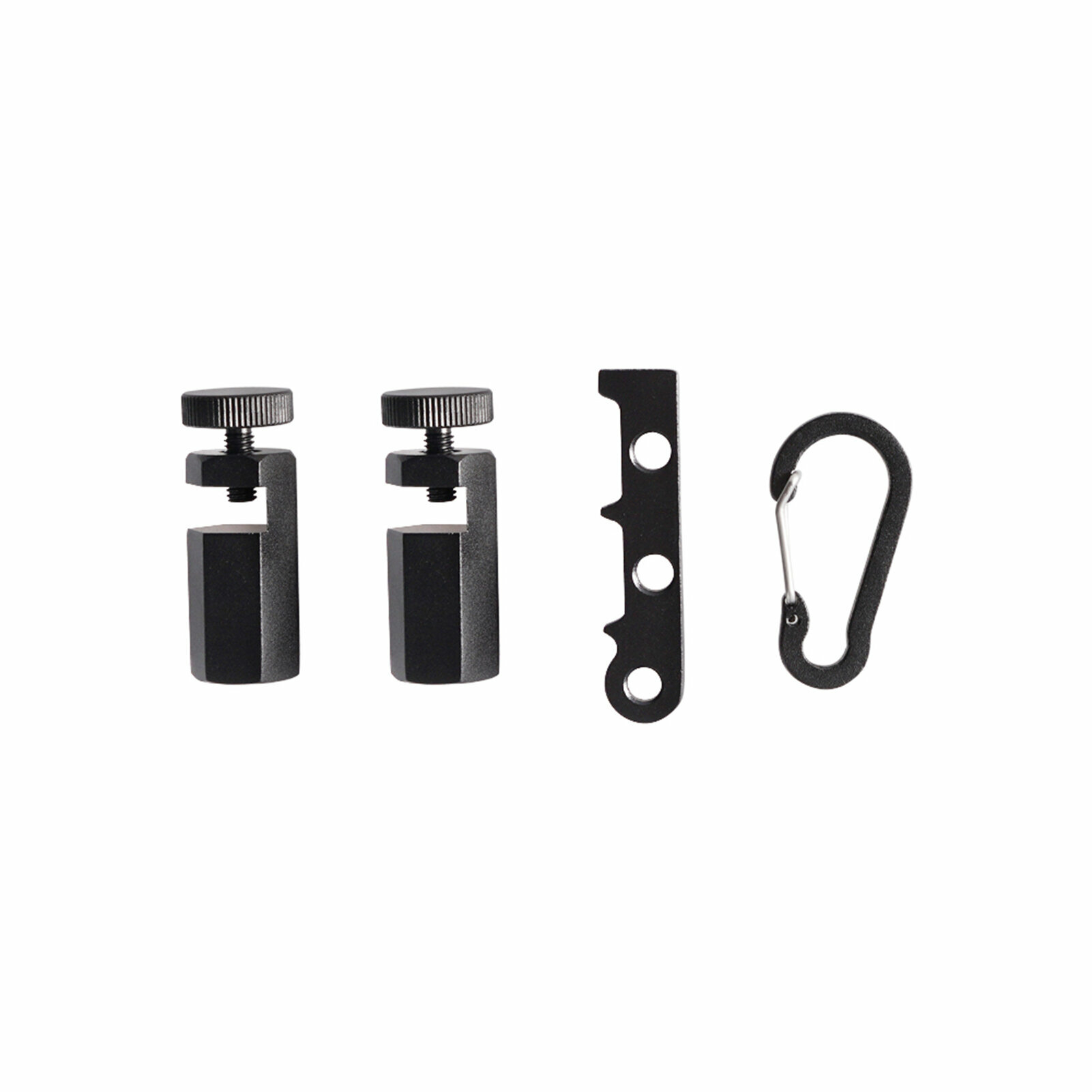 Измерительные линейки для высоких лестниц, угольник с держателем, карабины, ручки, циркулярная пила, разметочный инструмент для металлических тетив, столярные угольники, измерительные линейки для стропил, зажимы.