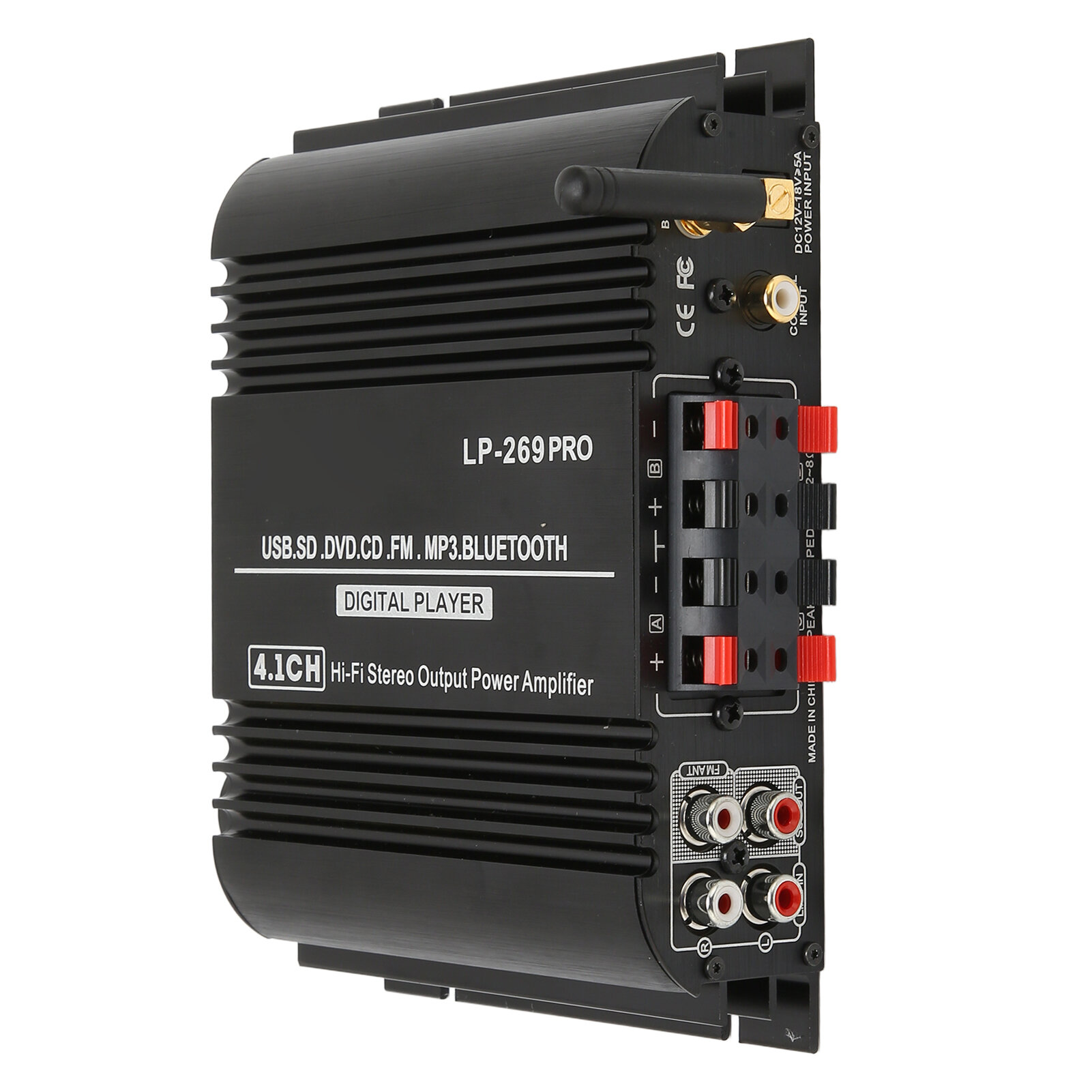 Усилитель Bluetooth 5.0 Hi-Fi стерео 4.1-канальный усилитель с многоканальным воспроизведением без потерь, приемная система с дистанционным управлением, 100‑240 В, вилка европейского стандарта