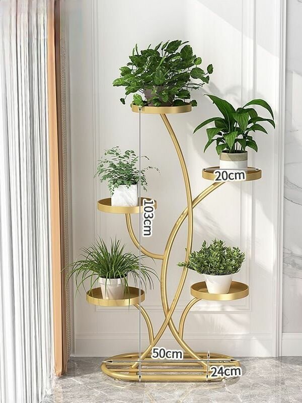 Подставка для цветов "Real Ikea", металл, золотистая, 50x103см