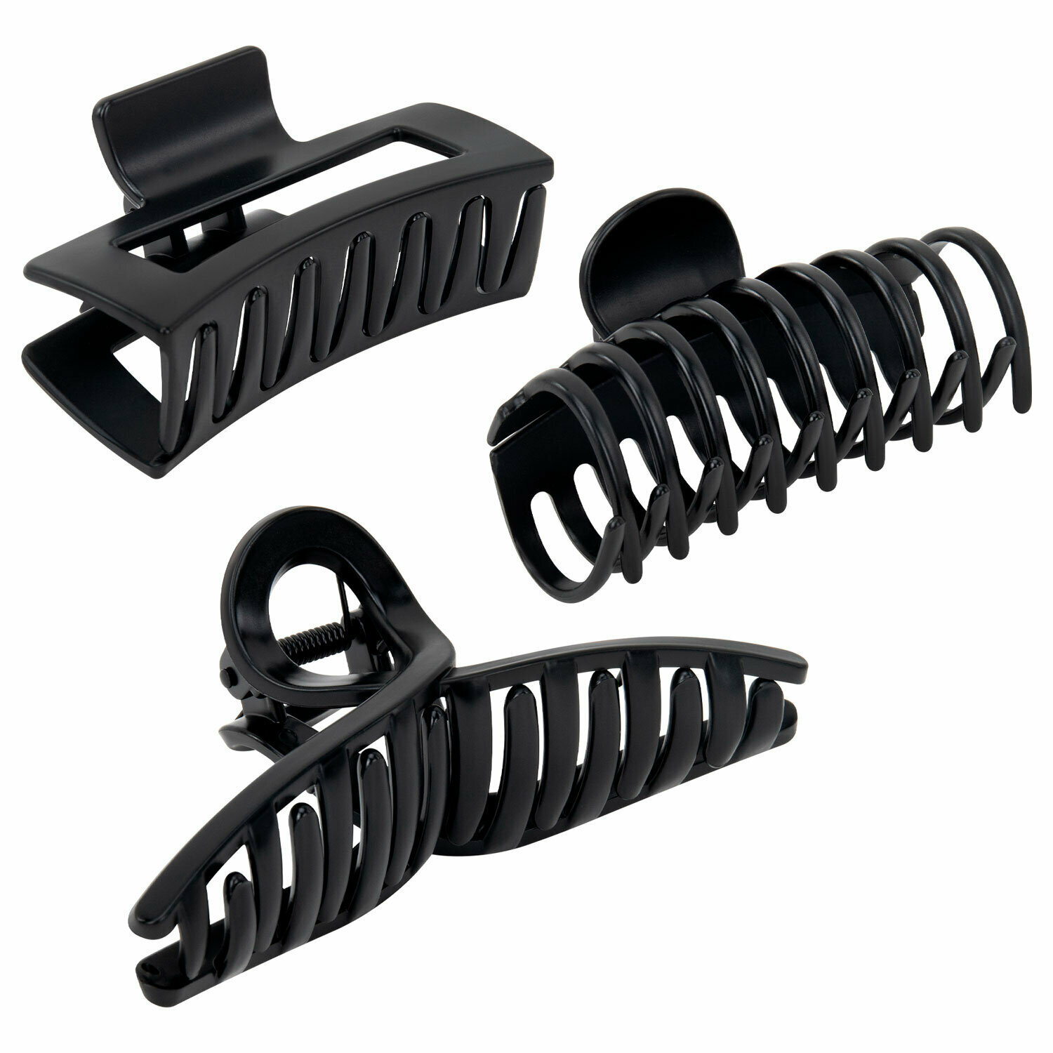 Крабы для волос набор 3 шт, 8,5 см / 9 см / 11 см, soft touch, чёрный, MONTE VITA, 457032