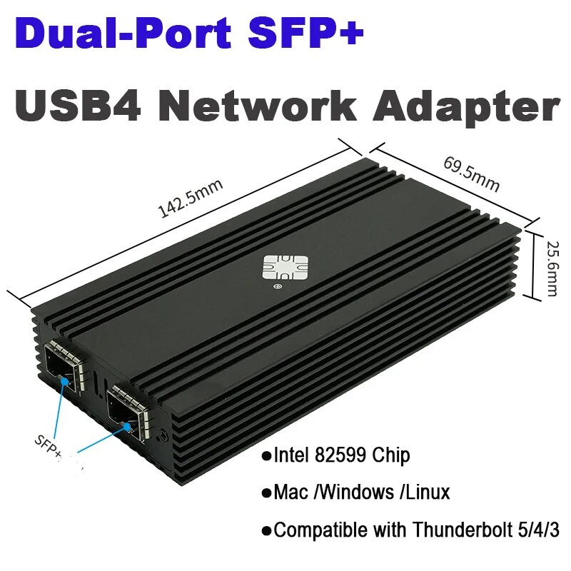 Мmui двухпортовая сетевая карта 10G SFP+ USB4 для MAC