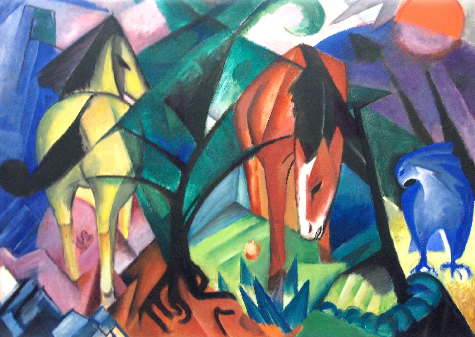 Картина Франца Марка Лошади и орел 80х57 см