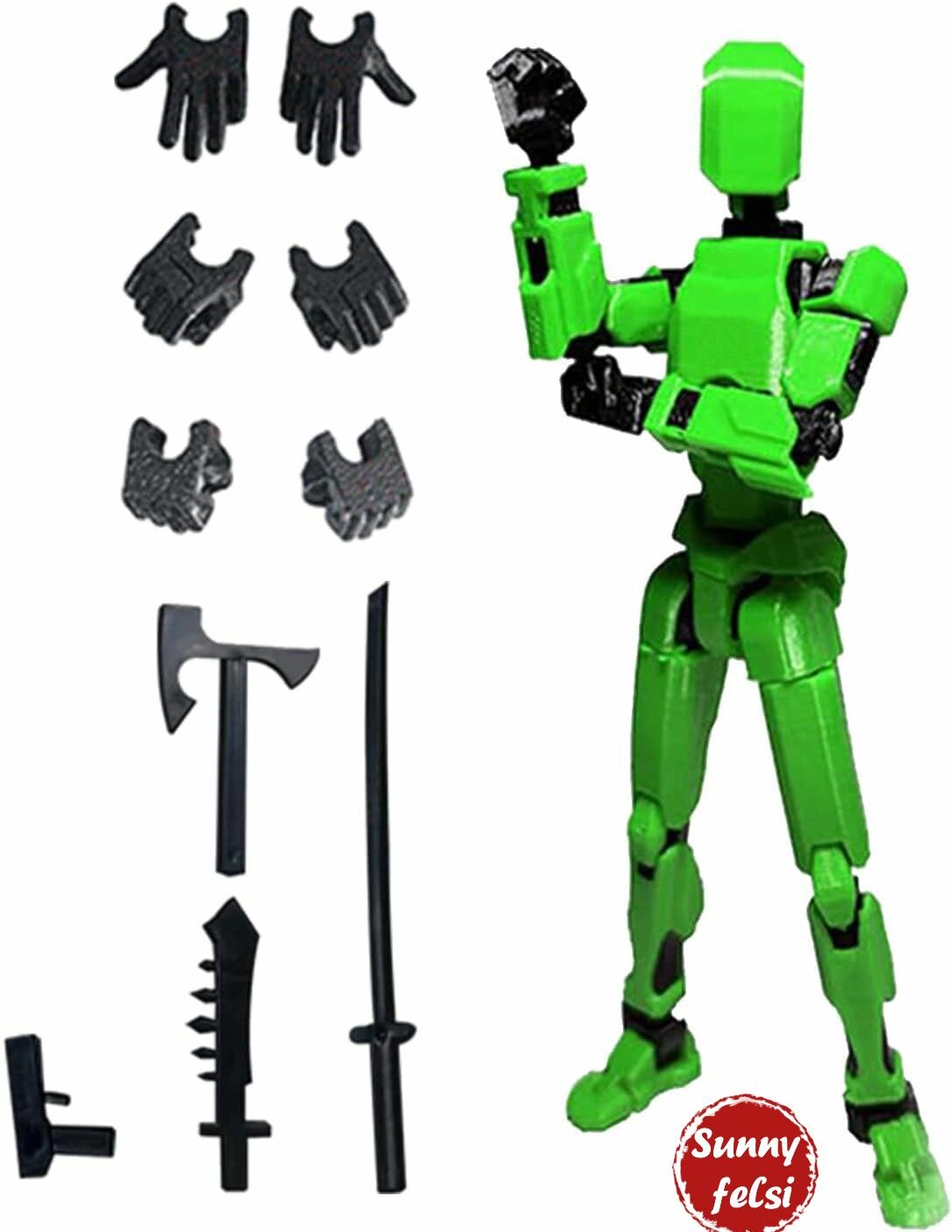 Sunny felsi, Мульти-совместный, съемный, 3D-печать, шарнирный робот Lucky 13, зеленый