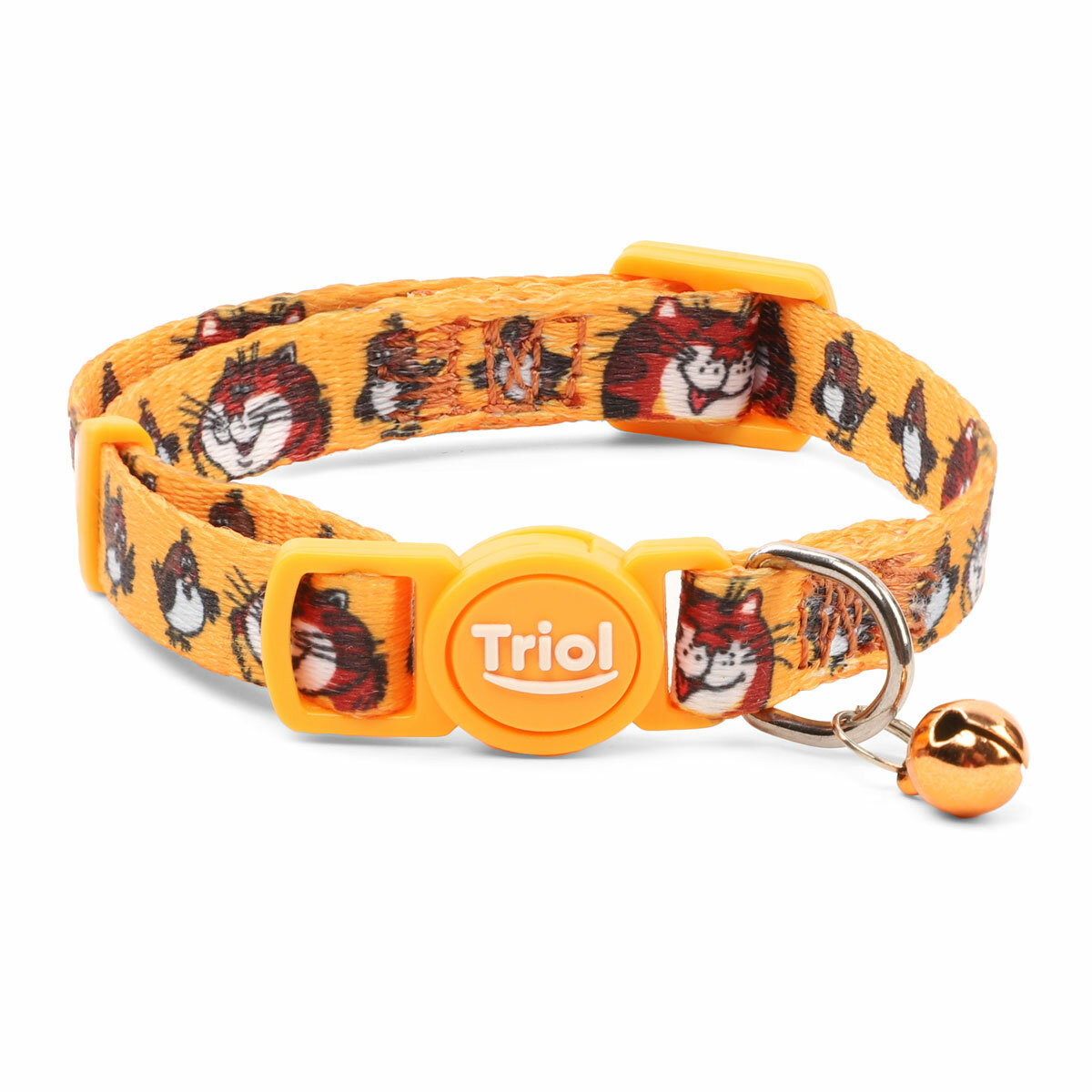 Ошейник для кошек нейлоновый с колокольчиком Triol "Кот и воробьи" XS, 1*18-27см