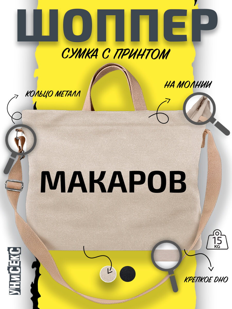 Сумка  шоппер y2k через плечо с фамилией Макаров