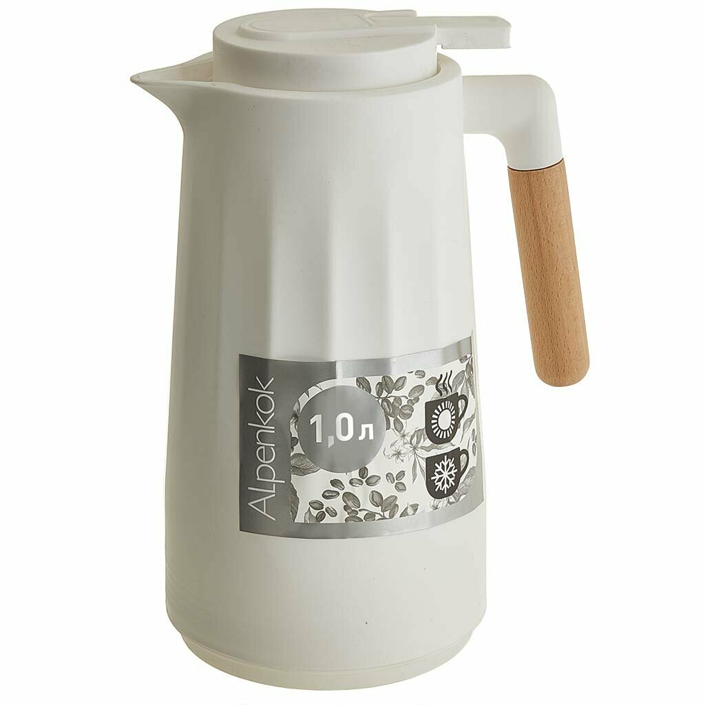 Термос-кувшин со стеклянной колбой 1 л Alpenkok AK-10110S белый