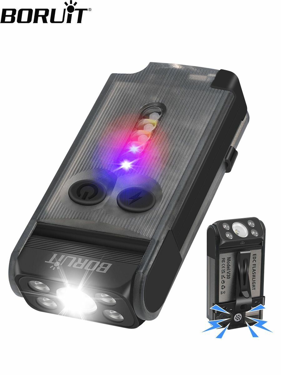 Яркий фонарик BORUiT V30 черный