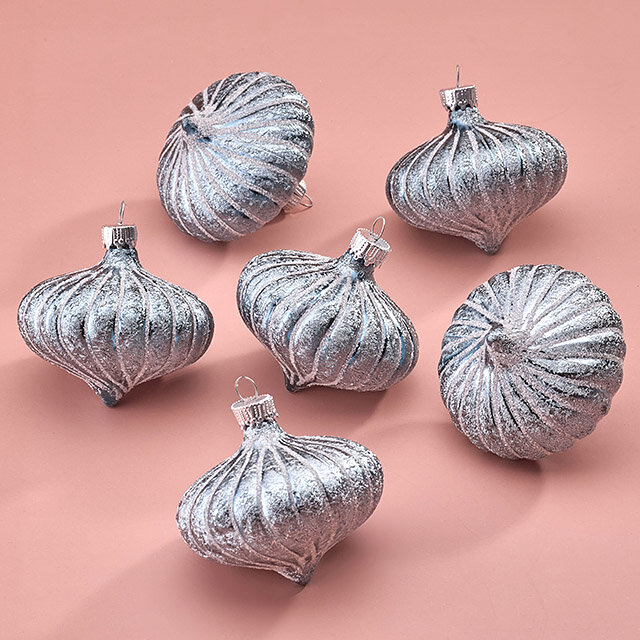 Елочные игрушки Луковки - Kalavino 6 см голубой, 6 шт, Winter Deco, 1000583