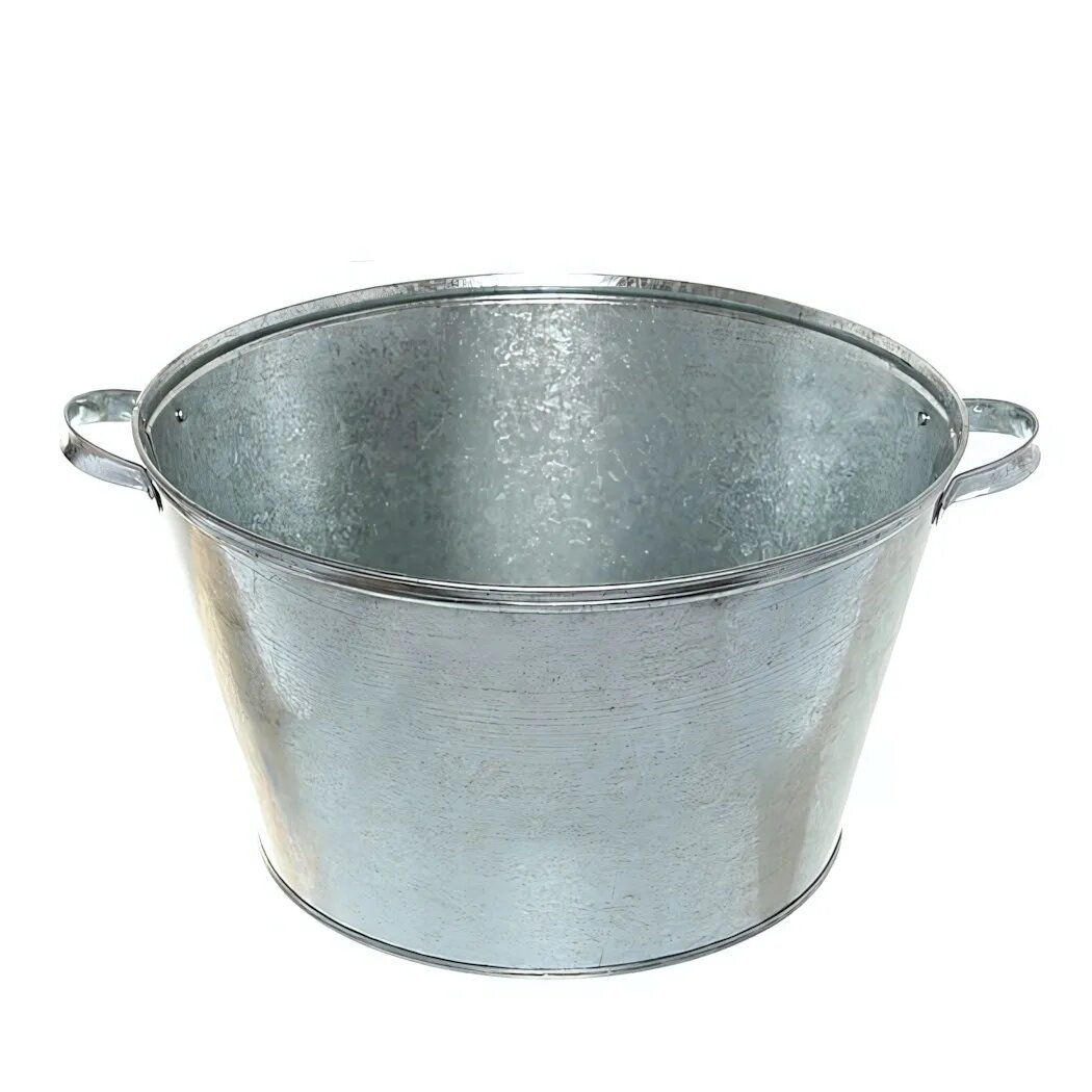 Таз оцинкованный 26л круглый, сталь, универсальный для дома и сада, с ручками