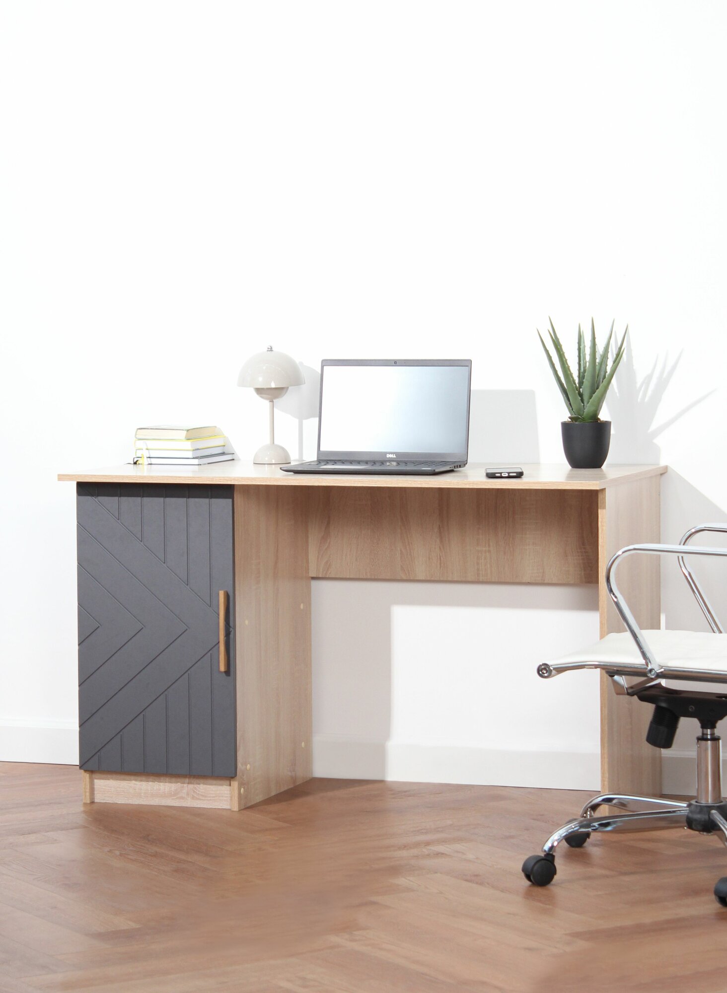 Компьютерный стол Копенгаген со створкой Дуб сонома/Серый графит (Двенадцать стульев)