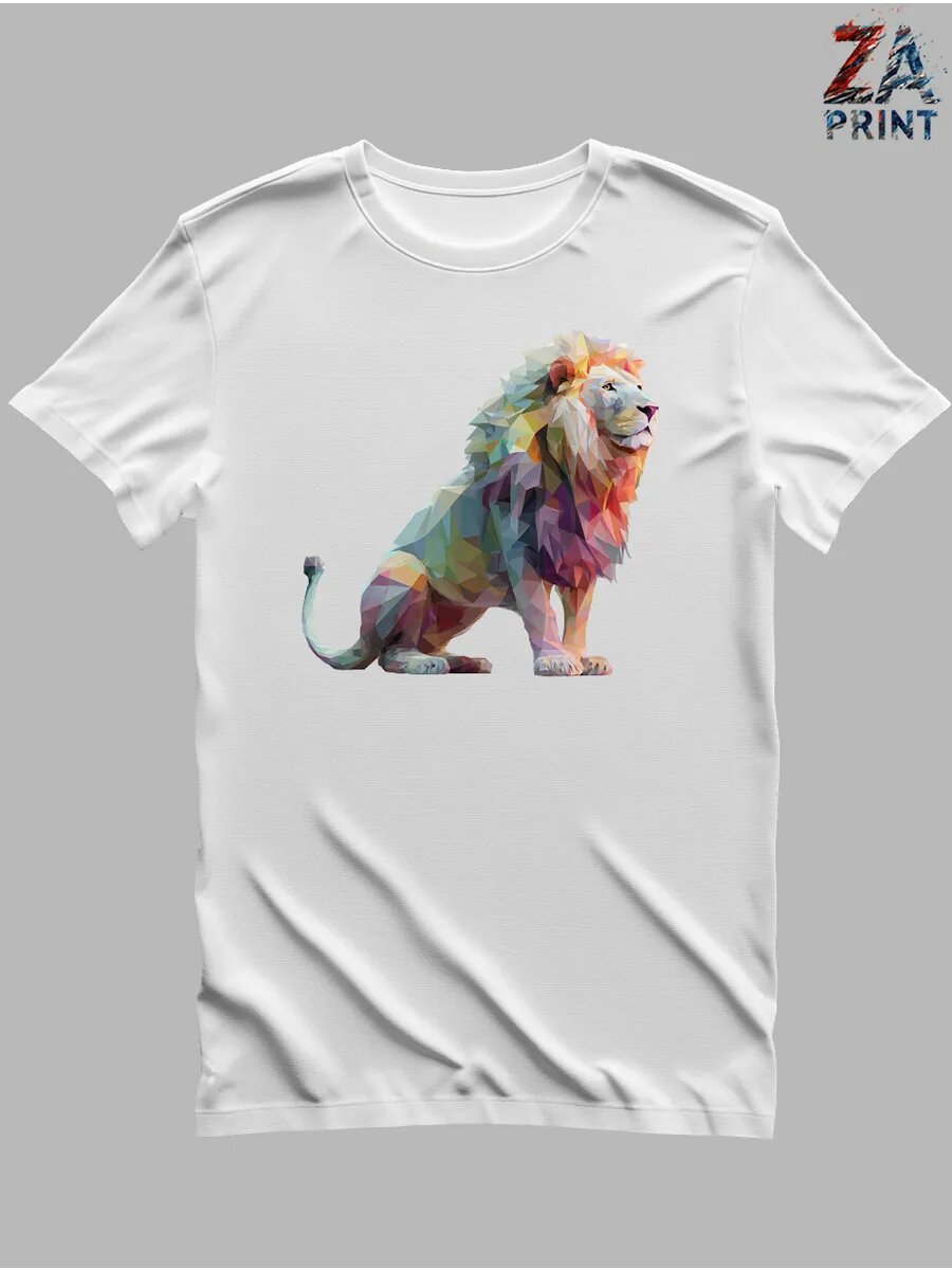 Футболка красочным лев
