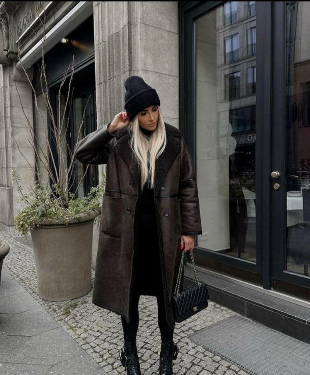 Дублёнка двубортная, двухсторонняя